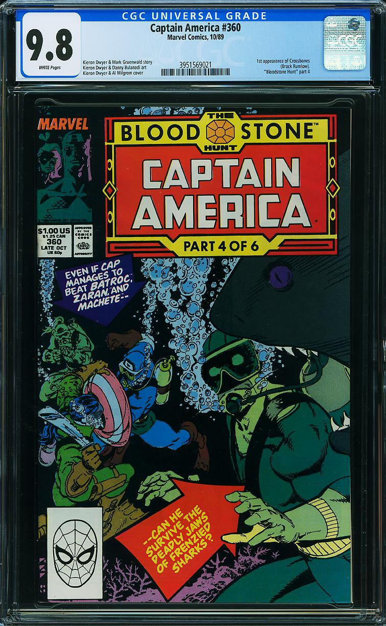 Captain America #360 CGC 9.8 1989 1st Crossbones! White Pages! N2 321 ...
