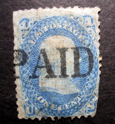 US Stamps Scotts #92 1868 F Grill 1c Franklin Perf Fast Shipping Used ...