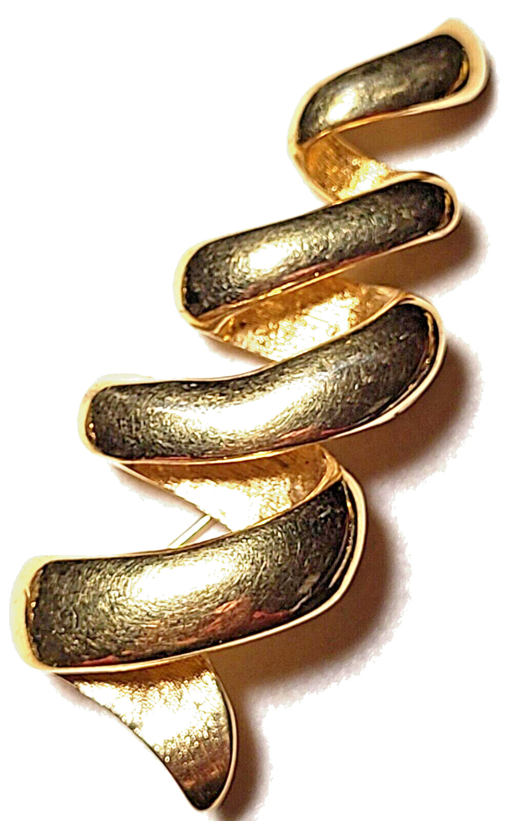 VINTAGE STUNNING GOLD TONE SPIRAL PIN BROOCH~SIGNED: … - Gem