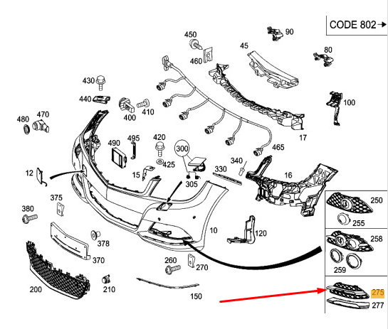 MB C W204 Frontstoßstange Linker Kühlergrill A2048803224 NEUES ECHTES ...