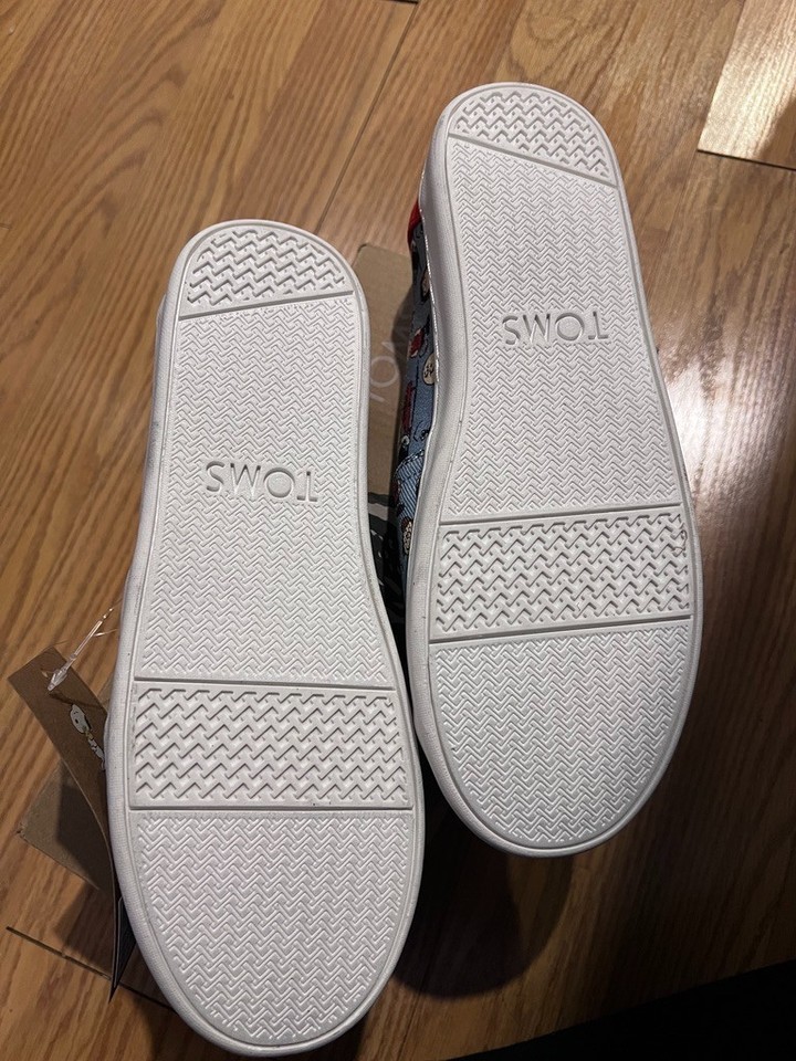 Toms Snoopy Blue Peanuts Dance Party Slip On Shoes Ortholite Foam ...