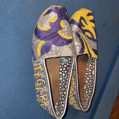Custom made lsu toms shoes in womens size 7 perfect for lsu football ...