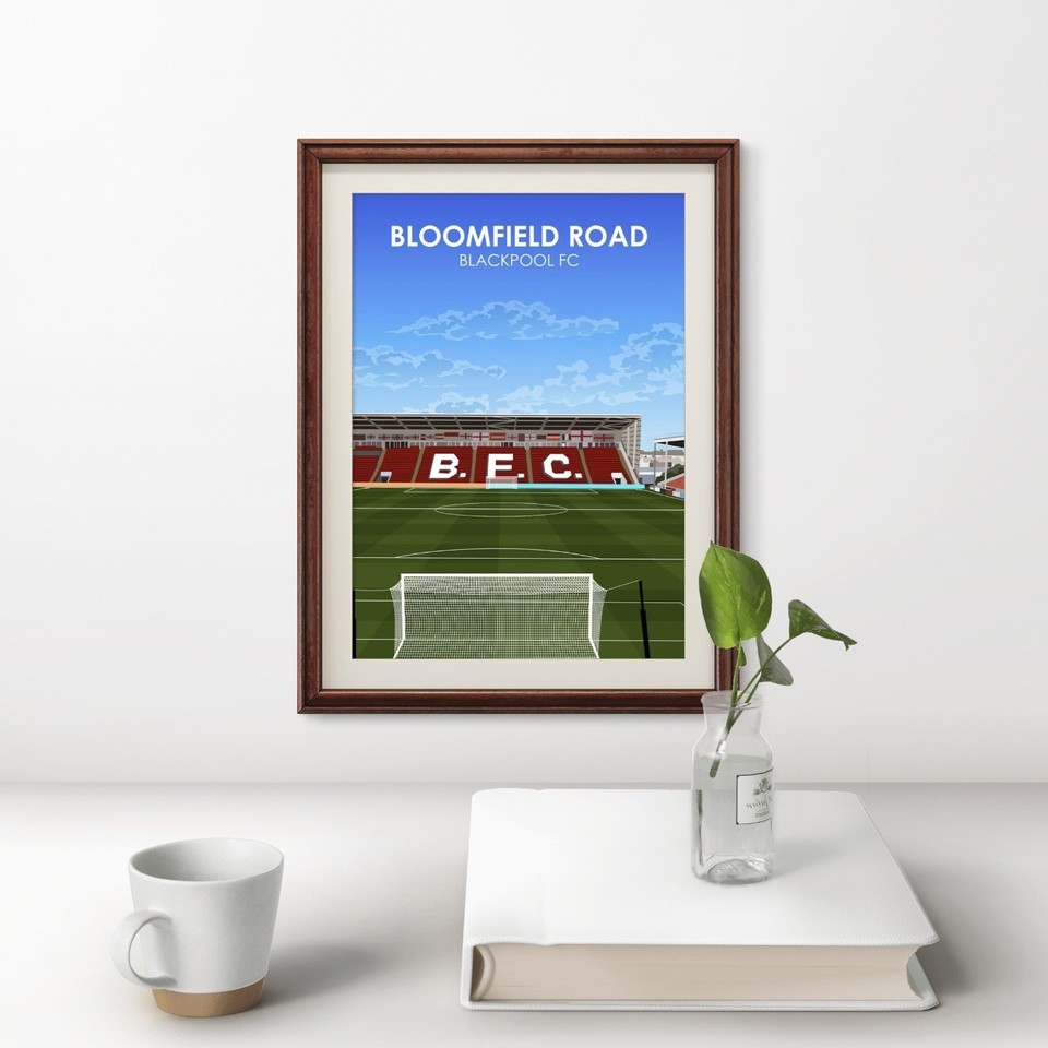 Bloomfield Road Poster, Blackpool Football Print, Blackpool Stadium ...