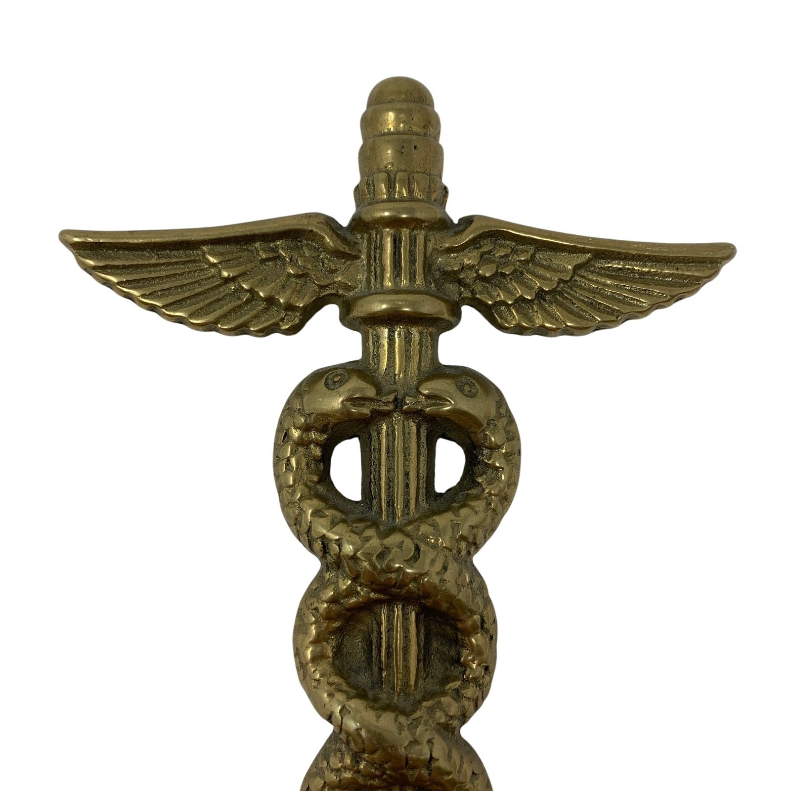 Vintage Brass Caduceus Car Badge Symbol Medical Physician Snakes Wings ...