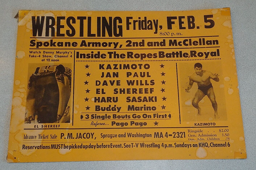 Wrestling Poster Match Card 1960 Portland Inoki Kazimoto Rookie Spokane ...
