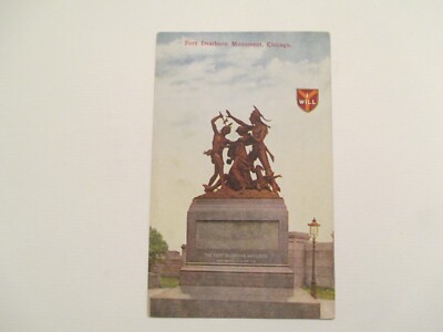 Chicago Illinois Postcard Fort Dearborn Monument Massacre IL | eBay
