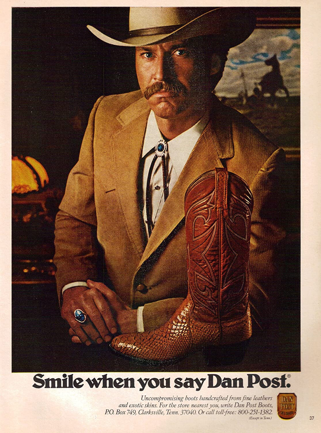 1981 Dan Post Boots - Fancy Cowboy Serious Face Smile When Say - Print ...