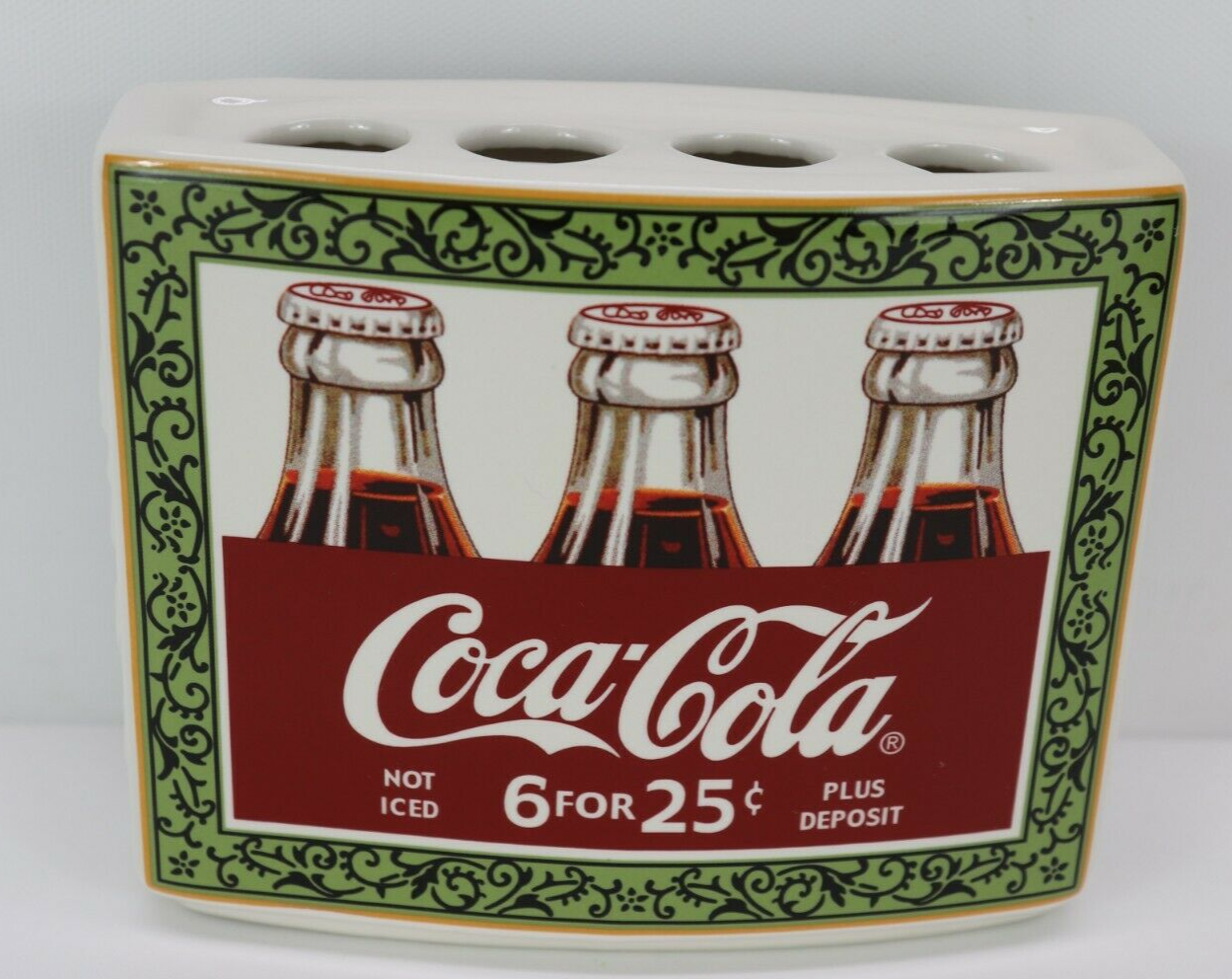 Coca Cola Painted and Embossed Raised Lettering Tooth Brush Holder 5 x ...