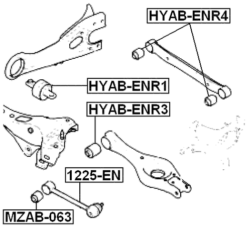 HYAB-ENR3 Febest REAR TRANSVERSE ROD BUSHING 55210-2H000, 55210-2H100 ...