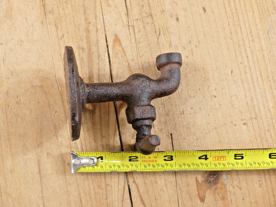 4 Rustic Hooks Cast Iron Faucet Spigot Towel Rack Bath Coat Farmhouse ...