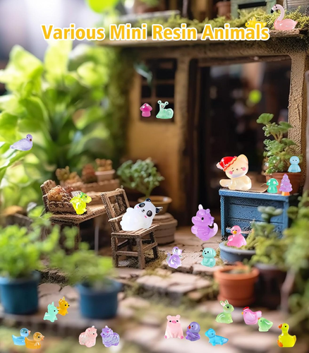 180 Pack Various Luminous Mini Resin Animals Mini Ducks Frogs Tiny ...