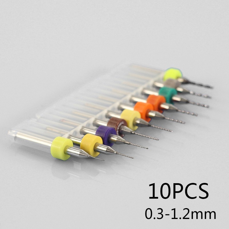 Steel Drill Bits Set (10pcs) Sizes 0 3mm to 1 2mm for PCB Drilling ...
