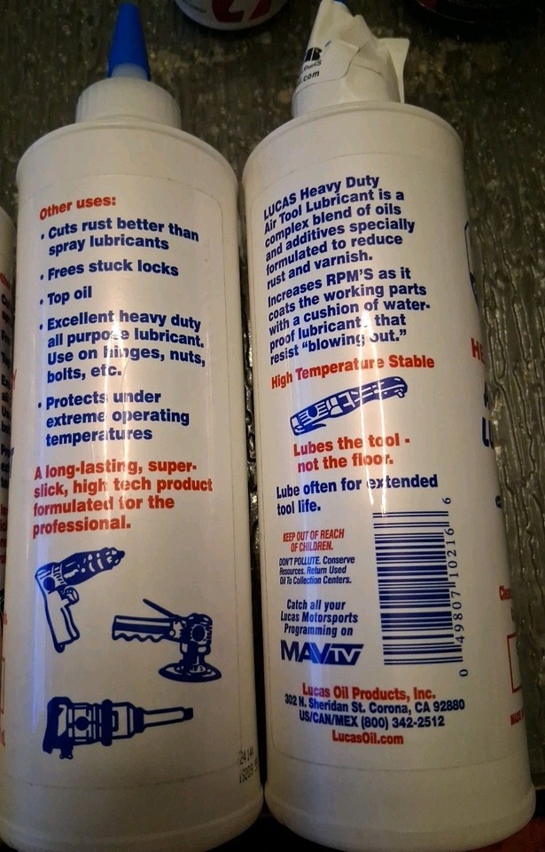 Lucas Oil Impact Wrench Air Tool Lubricant 16 oz 1 Pint Bottle 10216 (4 ...