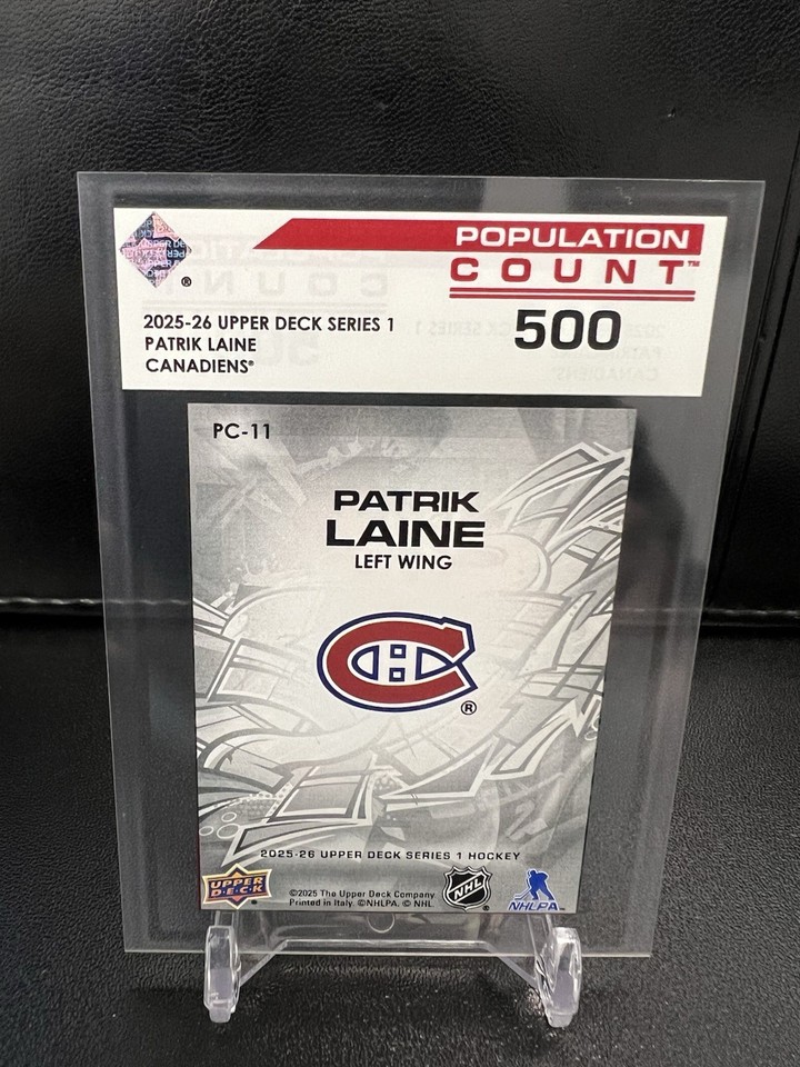 Patrik Laine 2025-26 Upper Deck Series 1 Population Count 500 #PC-11 ...
