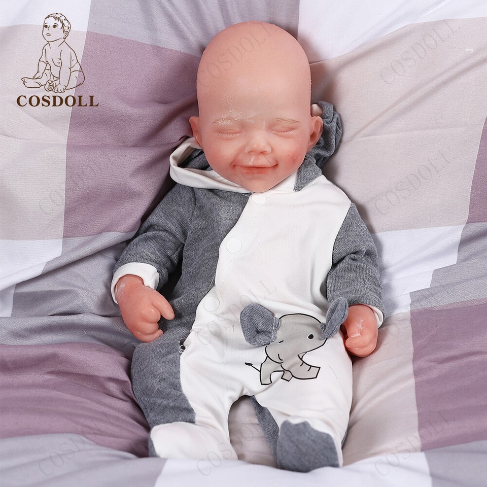 15"Muñeca bebé de silicona Smiley Reborn cuerpo completo de platino ...