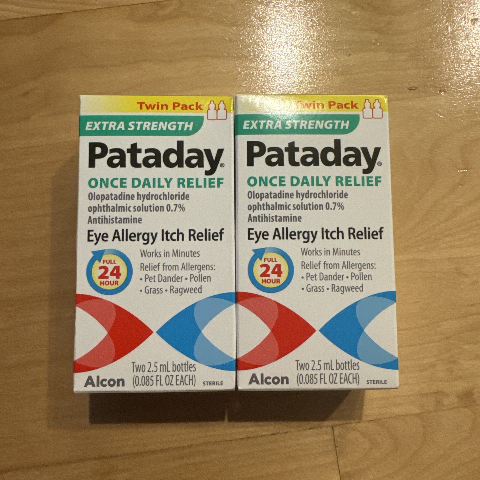 Pataday Allergy Itch Relief Eye Drops Extra Strength 2 TWIN PACKS ...