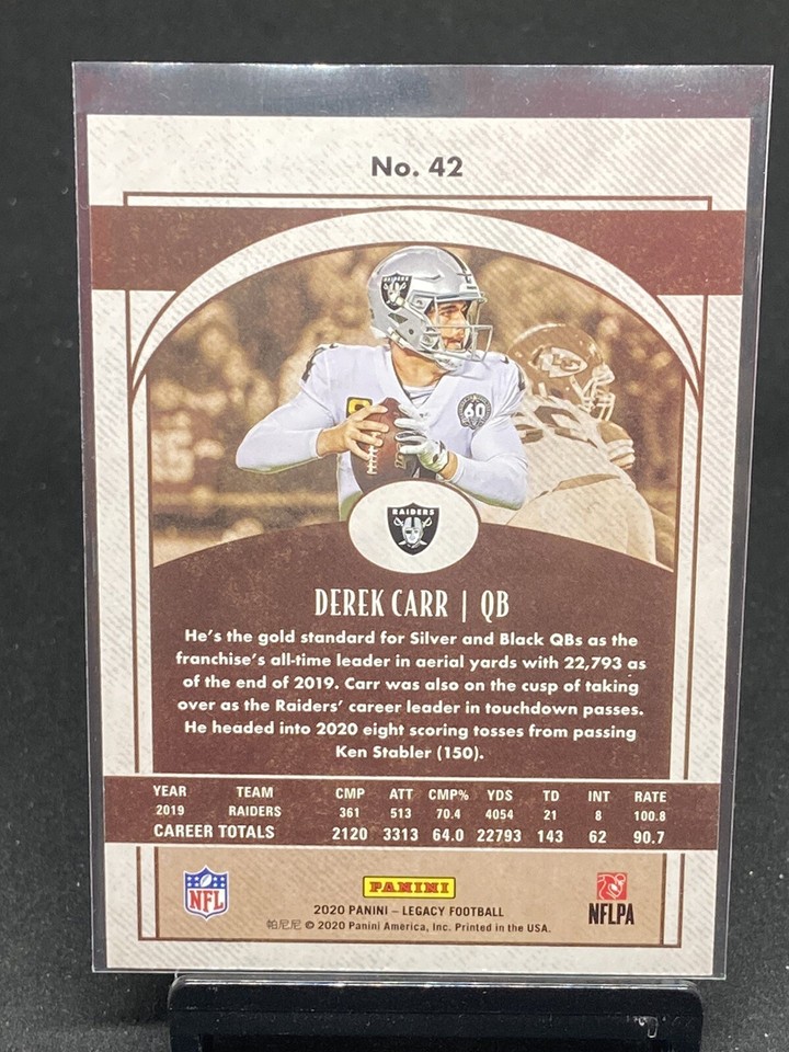 2020 Legacy Derek Carr Orange /199 Parallel SP Raiders | eBay