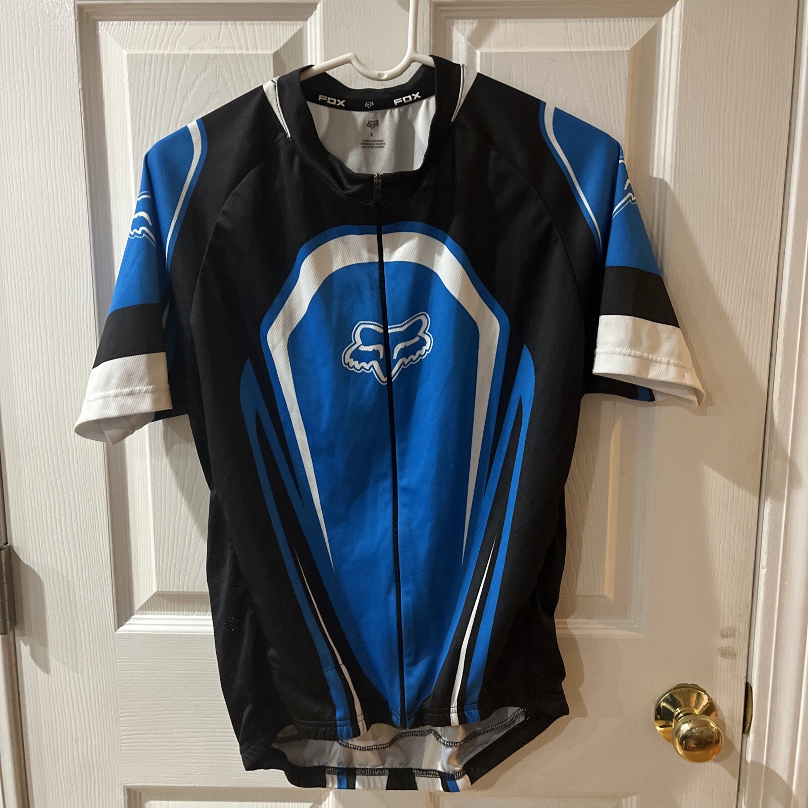 FOX Racing Mountain Bike Cycling Jersey Mens Large Full Zip Blue Back ...