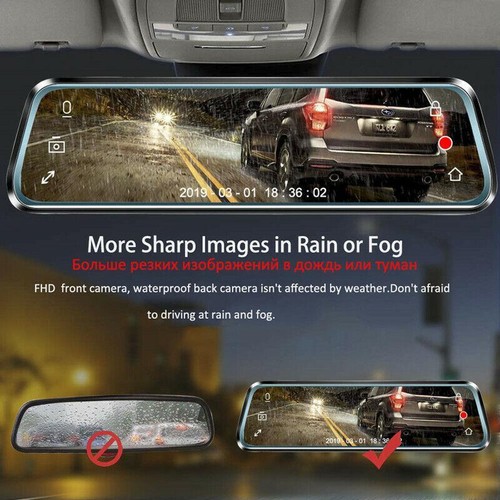 Car 10in Touch Screen Video Recorder Rear DVR View Camera Mirror Dash ...