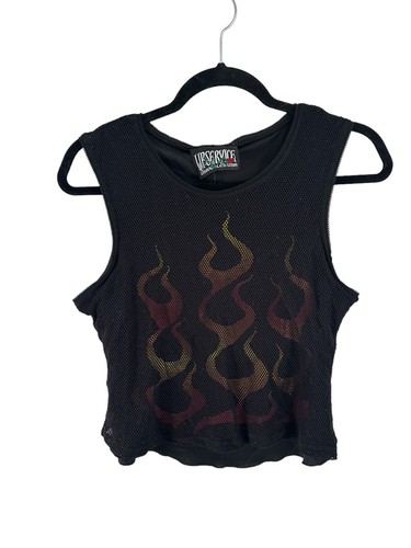 Lip Service Mesh Top FLAMES Goth Tank Top Tripp Nyc Y2k 90s Crop Size ...