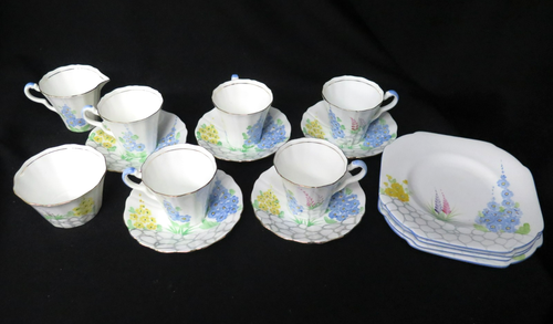 Huges Fenton Paladin China White Hand Painted Floral Design Tea Set ...