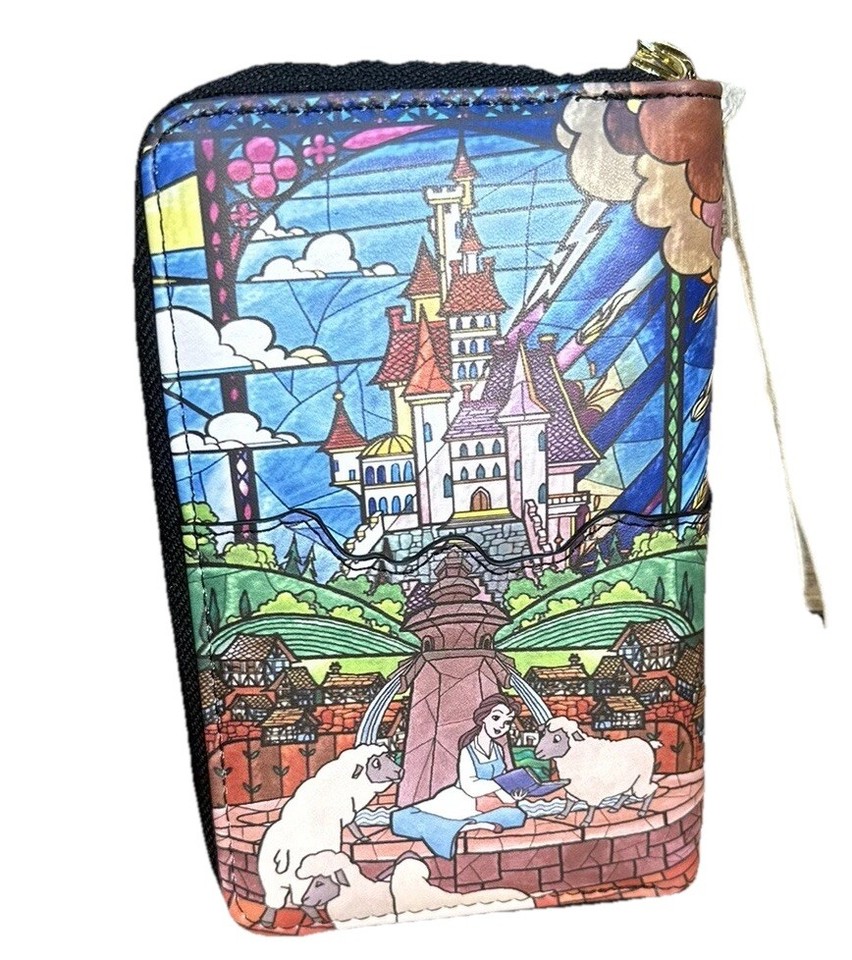 NEW Loungefly Disney Wallet Beauty and the Beast Castle Stained Glass ...