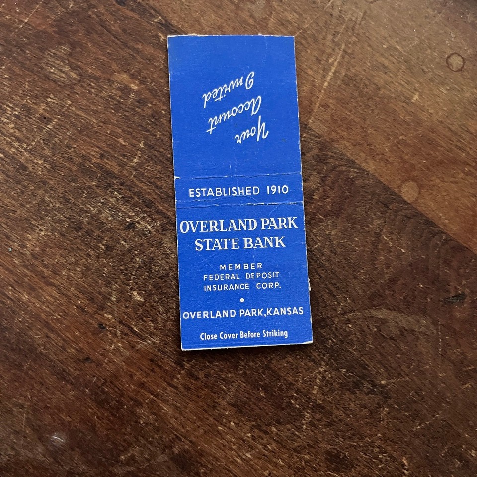 Overland Park State Bank Kansas Advertising Matchbook Cover SB3-M6 | eBay