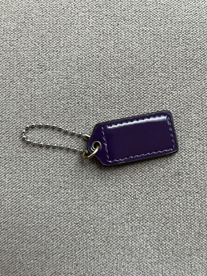 COACH 2” PURPLE Leather Brass Key Fob Bag Charm Keychain Hang Tag | eBay