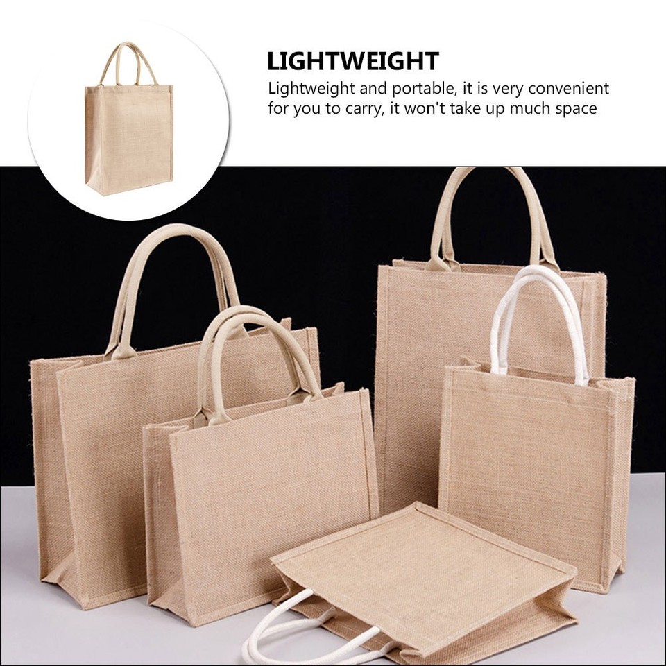 Waterproof Jute Bag Reusable Shopping Bags JuteTote Burlap with Handles ...