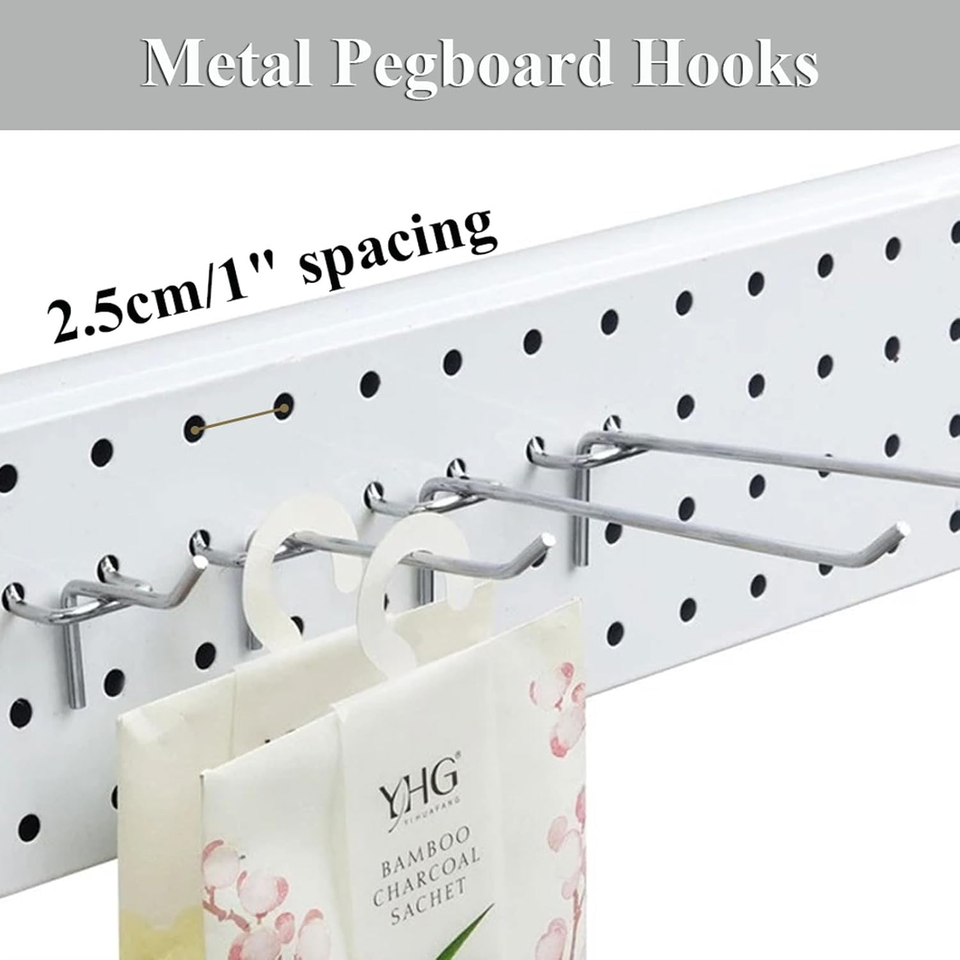 20 Pack Pegboard Hooks 6 Inch Sturdy Shelving Fit 1/4" Holes Peg Board ...