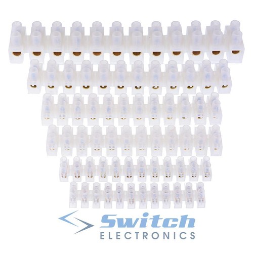 12 Way Terminal Blocks Strip Connector 3A 6A 10A 15A 30A 60A Choc Block ...