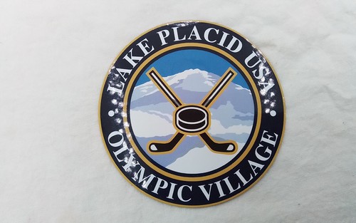 LAKE PLACID USA OLYMPIC VILLAGE HOCKEY STICK PUCK VINTAGE SOUVENIR ...