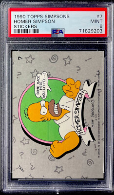 1990 Topps Simpsons Homer Simpson Sticker Rookie #7 PSA 9 Mint | eBay