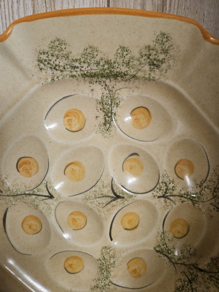 Vintage 1970's Designcraft Ceramic Deviled Egg Plate Platter USA 11.5 ...