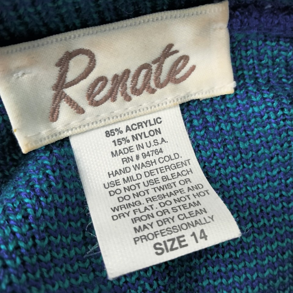 Vintage 80s Argyle Cardigan Sweater Womens 14 Blue Shoulder Pads Purple ...