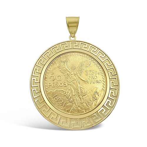 Real 14k Gold Solid Mexican Centenario 50 Pesos 1947 Coin Pendant with ...