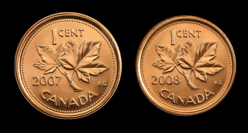 2007 + 2008 both are magnetic Canada 1 cent unc. coin from roll | eBay
