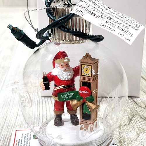 Coca-Cola Coke Christmas Holiday Radiance Lighted Glass Ornament Santa ...