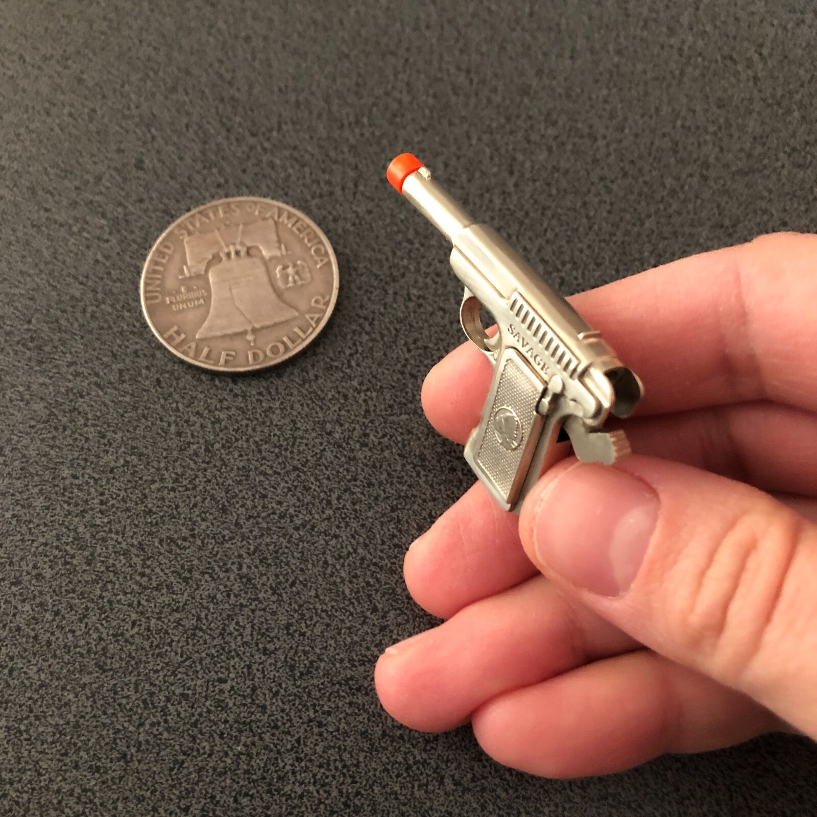 Cap gun Savage Mini gun Mini pistol Gun Keychain Miniature gun fob gun ...