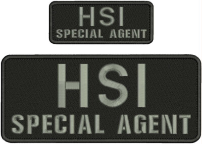 HSI special agent EMBROIDERY PATCH 4X10 AND 2X5 HOOK ON BACK gray on ...