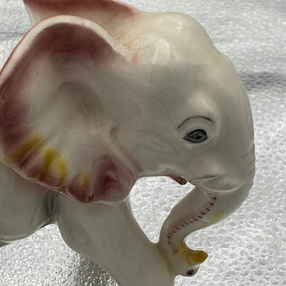 Vintage Hand Painted Porcelain Elephant Figurine 5” Tall Crazing ...
