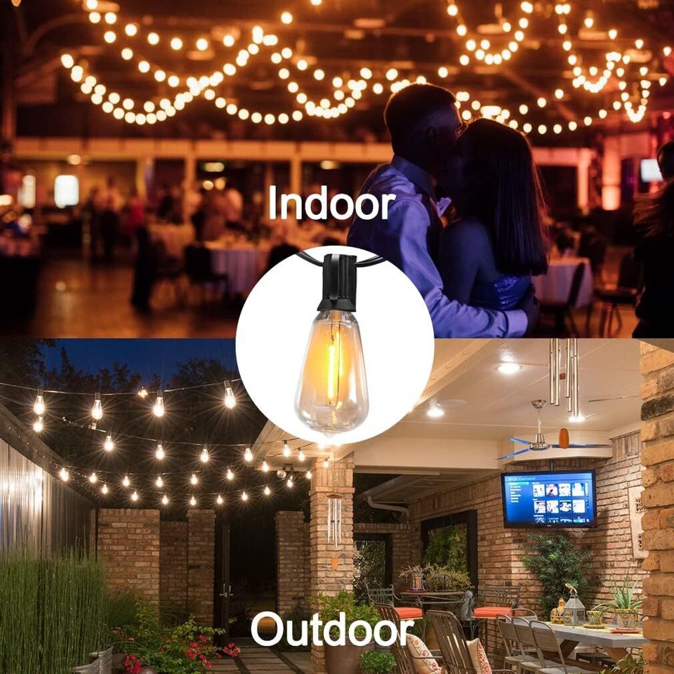 ST38 LED String Lights Outdoor Waterproof Patio Lights 50FT 25 LED ...