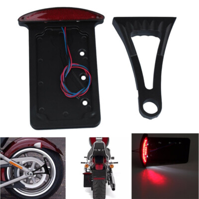Motorcycle Side Mount License Plate Bracket Tail Light Cruisers Chopper ...