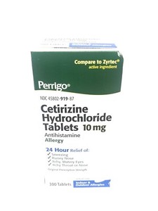 CETIRIZINE 10mg (generic Zyrtec) by Perrigo - 300 Tablets x 2 bottles ...
