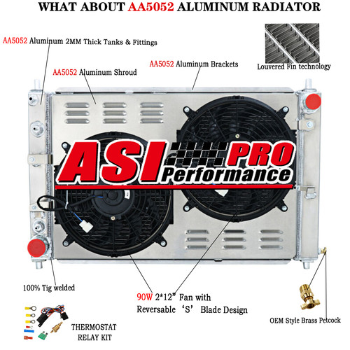 4 Row Radiator+Shroud Fan For 1997-2004 1998 Ford Mustang Cobra GT SVT ...