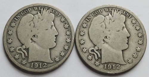 1912-P + 1912-D Barber Silver Half Dollars G/VG, Two 50C coins | eBay