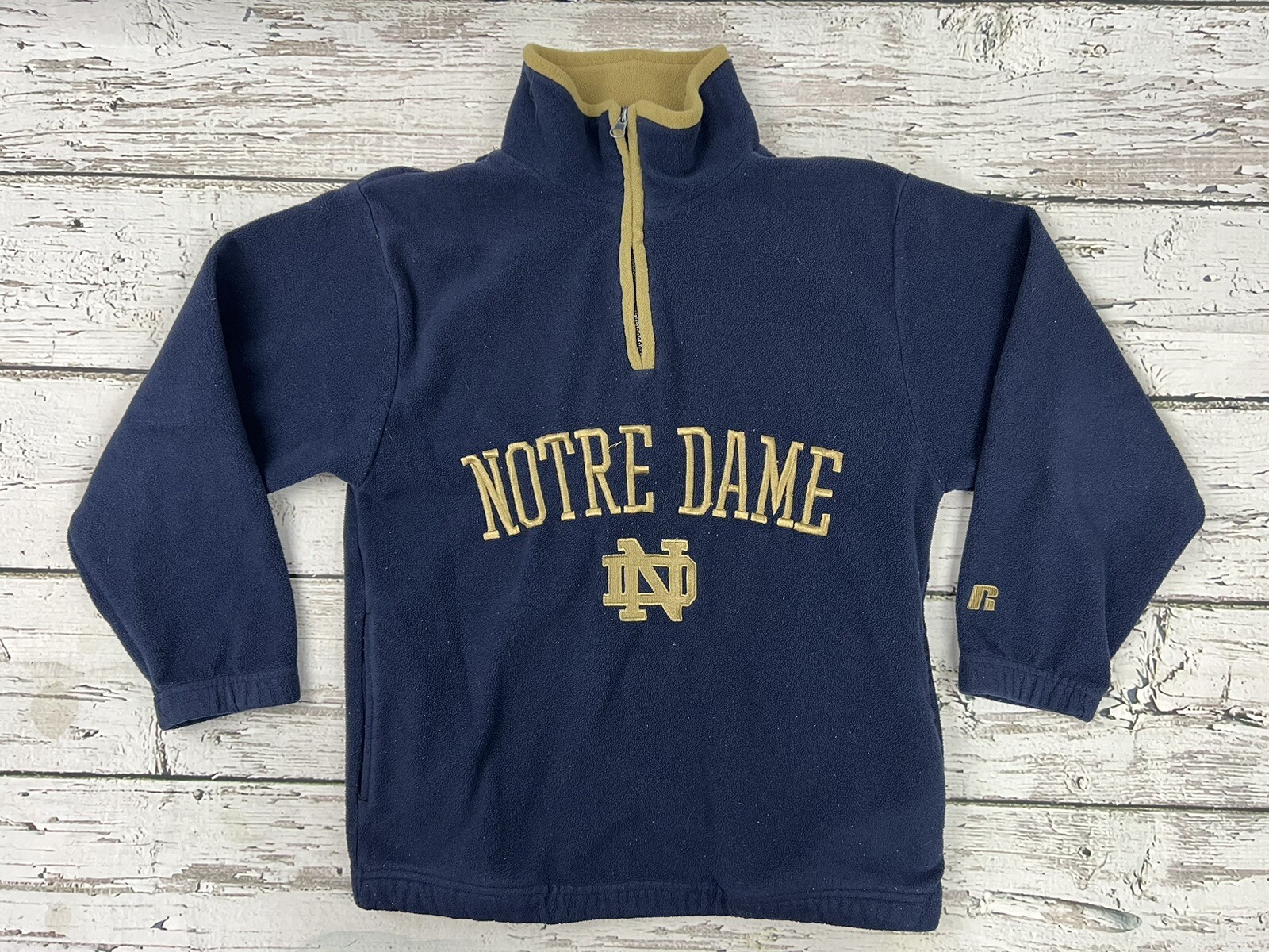 VTG Russell Athletic Notre Dame Fighting Irish 1/4 Zip Fleece Pullover ...