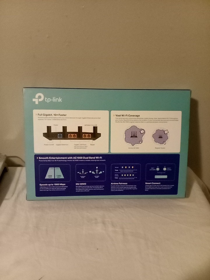 TP-Link Archer AC1900 Dual Band Mu Mimo Wi-Fi Router Gigabit Port NEW ...