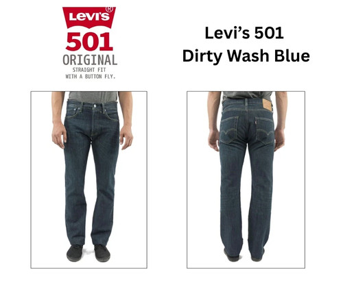 Levis Mens 501 Original Style Jeans Dirty Wash Blue Regular Denim 00501 ...
