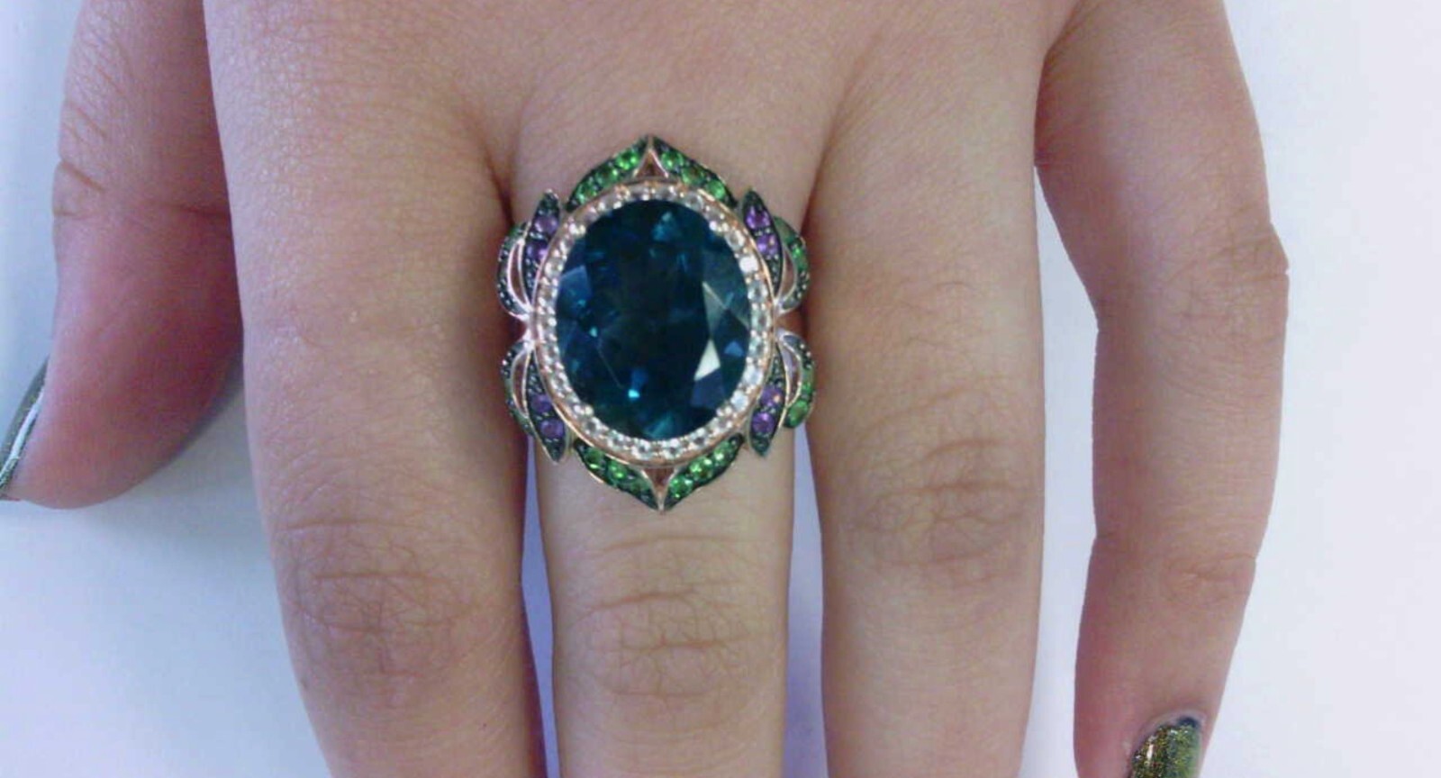 LeVian Crazy Collection Garnet/MultiStone Round Flower 14k RG Ring ...